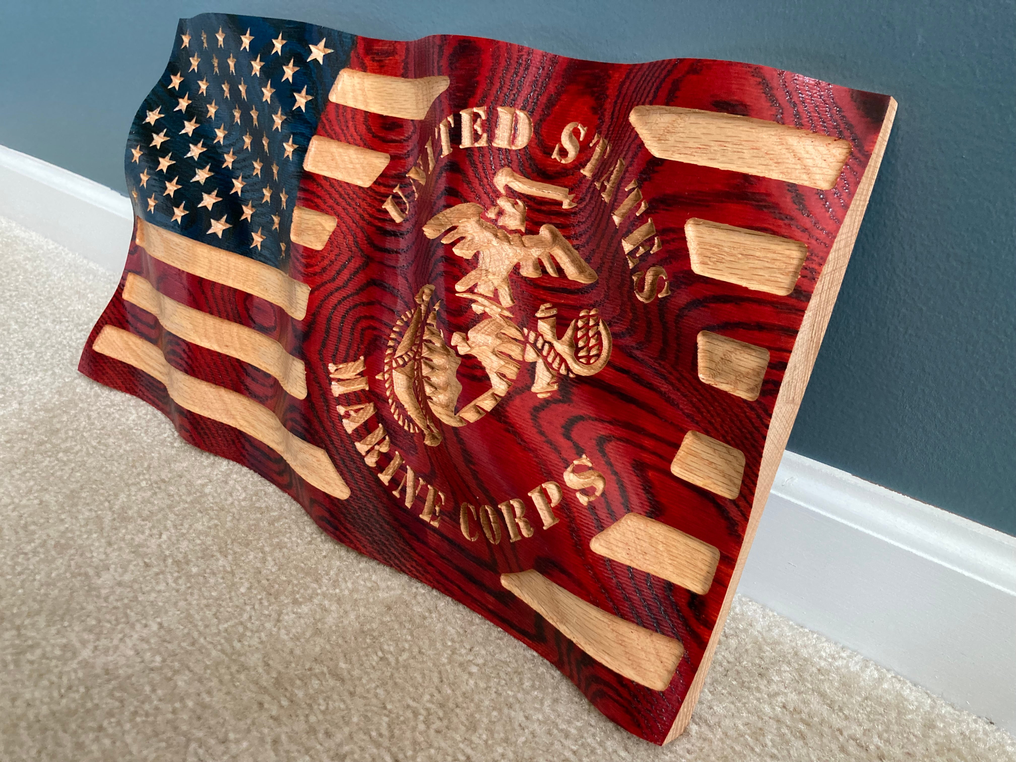 Marine Corps Wave Flag - 18 Inch | Lumber Frog Creations LLC