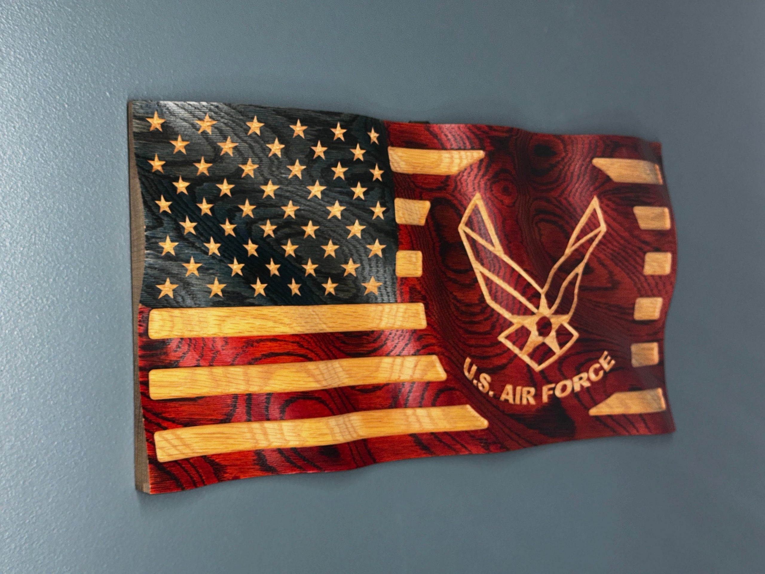 Solid Oak Air Force Waving Flag (Personalization Available) | Lumber ...